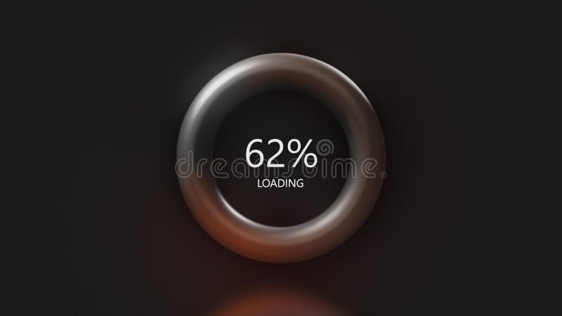 3D Yellow Pulsating Loading Bar with Changing Percentages. Creative ...
