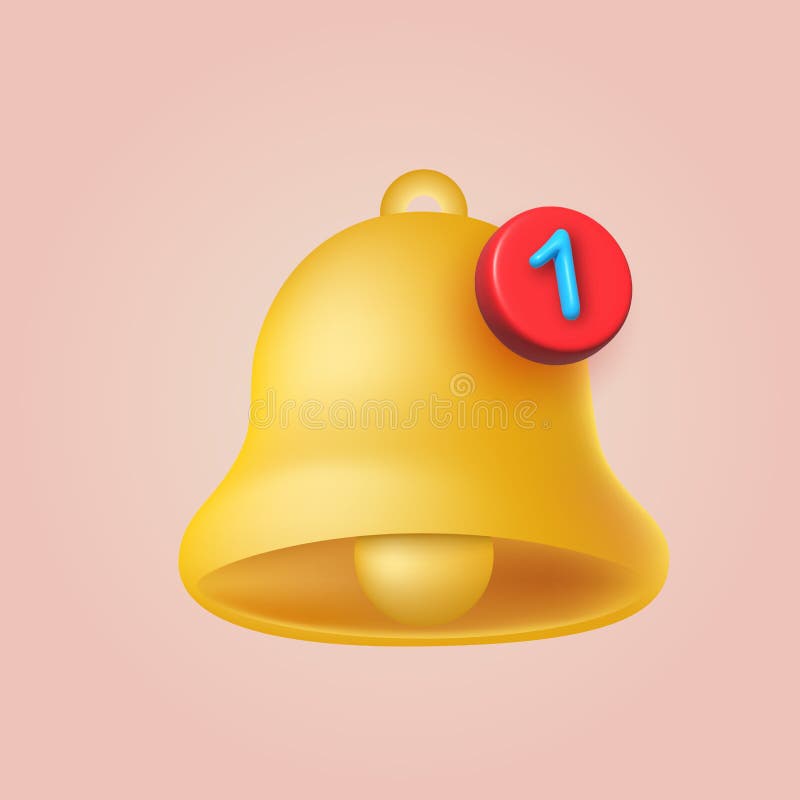 3d Yellow Ringing Bell with New Notification for Social Media Reminder ...