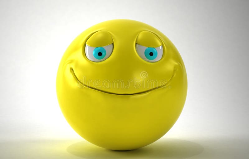 Blue Smiley 3D Happy Face stock illustration. Illustration of cyan ...