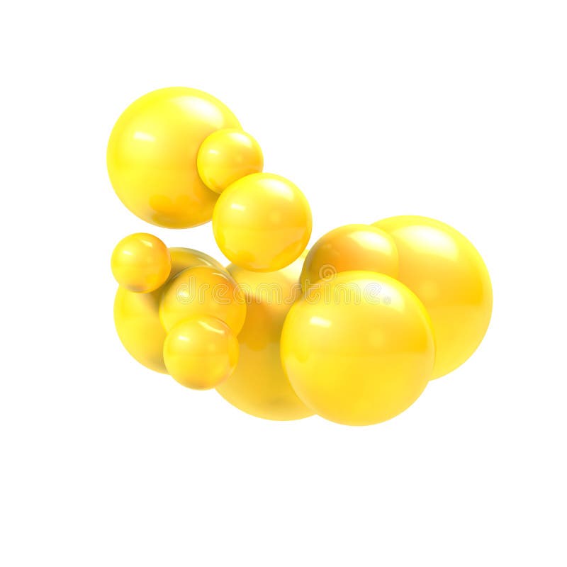 3D Yellow Spheres on White Background Stock Illustration - Illustration ...