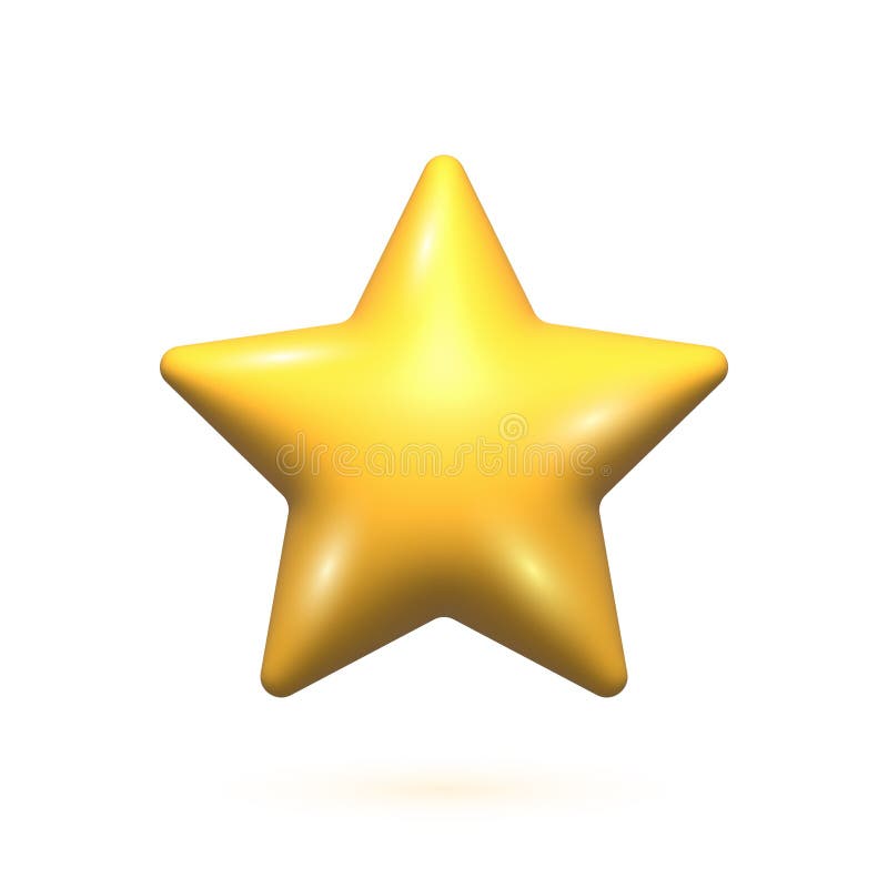 3D Yellow Star. One Realistic 3D Yellow Star Isolated on White ...