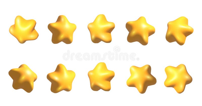 3D Yellow Stars Set. Realistic 3d Yellow Stars Set from Different ...