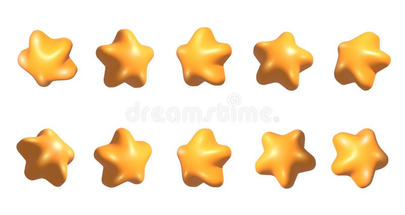 3D Yellow Stars Set. Realistic 3d Yellow Stars Set from Different ...