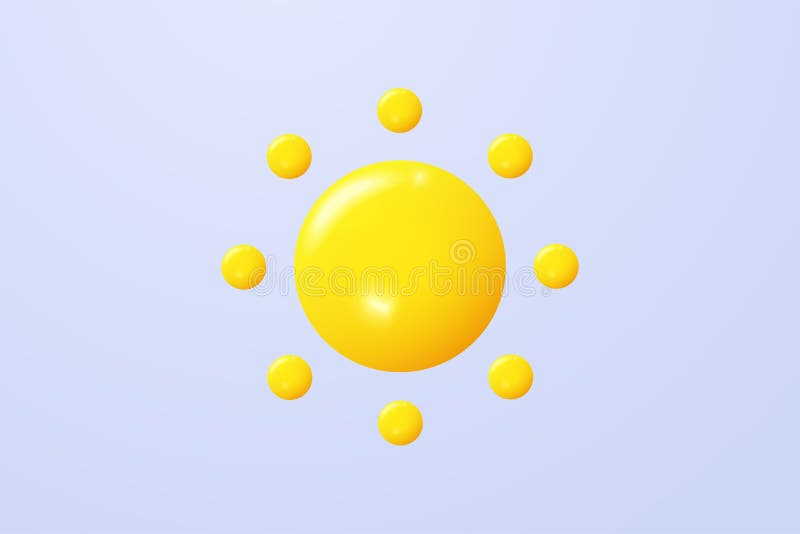 3D Yellow Sun with Rays Icon. Summer on Weather Forecast Minimal ...