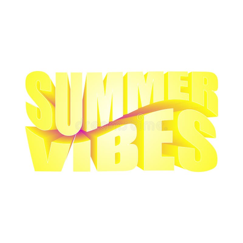 3D Yellow Text Summer Vibes with Dynamic Wave Shape on White Background ...