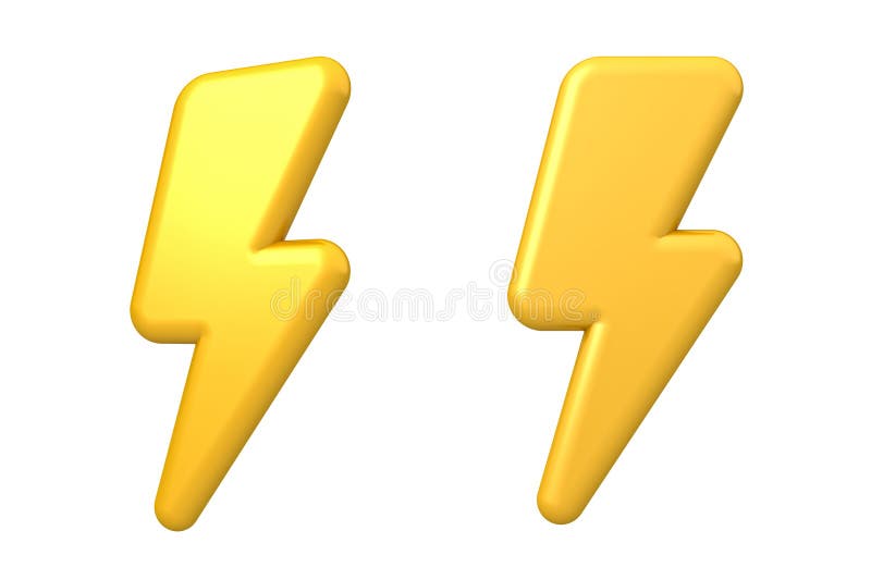 3d Yellow Thunder or Lightning Flash Isolated Over White Background ...