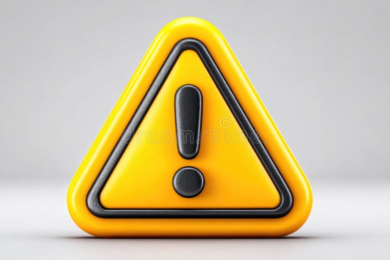 3D Yellow Triangle Caution Sign with Exclamation Mark. Stock ...