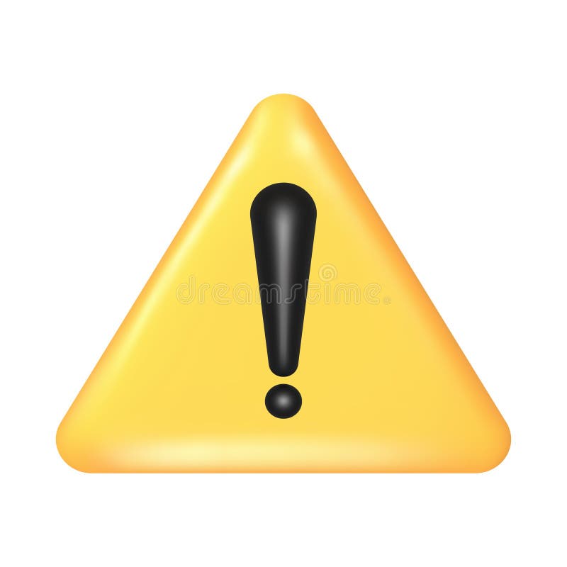 3D Yellow Triangle Exclamation Mark Icon Stock Vector - Illustration of ...
