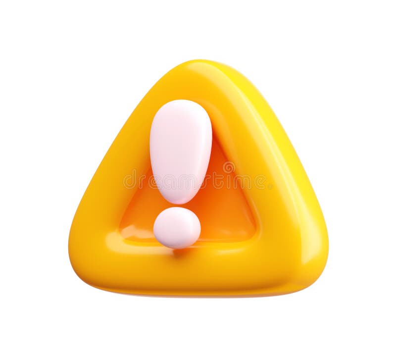 3D Yellow Warning Icon with Exclamation Mark Isolated Stock ...