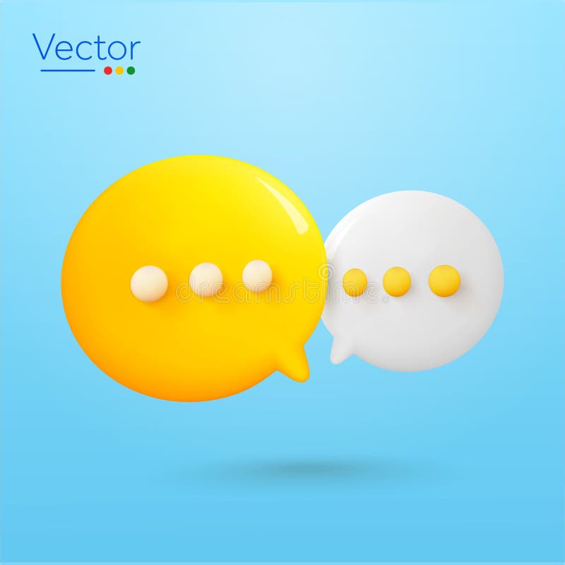 3d Yellow and White Chat or Thinking Bubble, Boxes, Isolated on ...