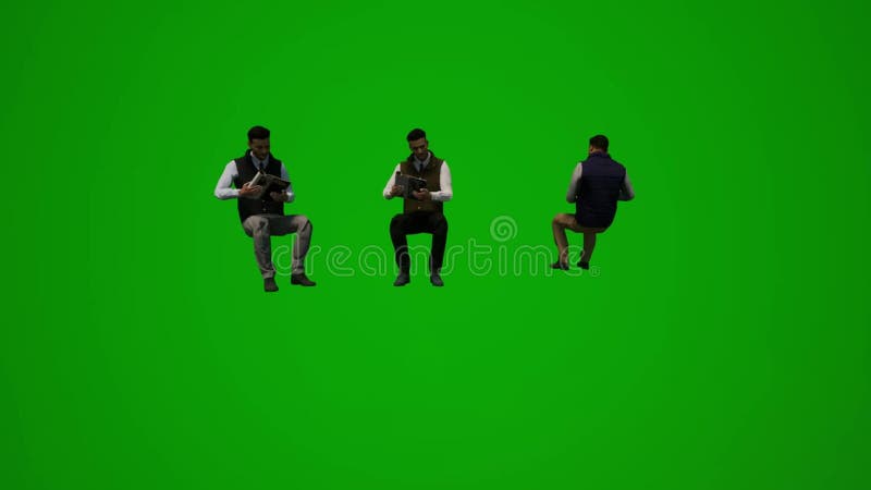 3D Young Male Student Green Screen Talking the Phone and Reading Book ...