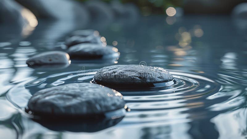 Zen Space with Floating Stones and Water Ripple Effects Stock ...