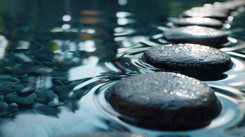 3zen Space with Floating Stones and Water Ripple Effects Stock ...