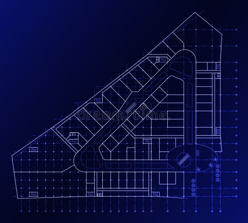 Triangular Shaped Shopping Mall Drawing. Stock Illustration ...