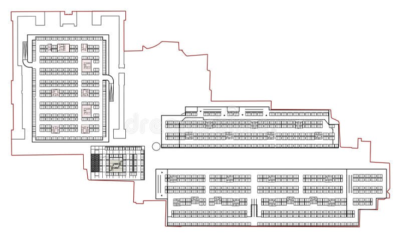 2d Conceptual Architectural Drawing of a Closed Parking Lot at Basement ...