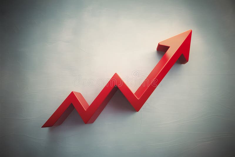 3D Zigzag Graph with Upward Arrow on Light Gray Gradient Background ...