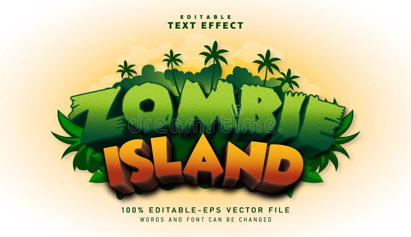 3D Zombie Island Text Effect - Editable Text Effect Stock Vector ...