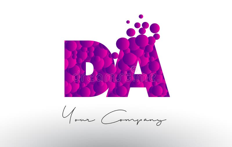 DA D a Dots Letter Logo with Purple Bubbles Texture. Stock Vector ...