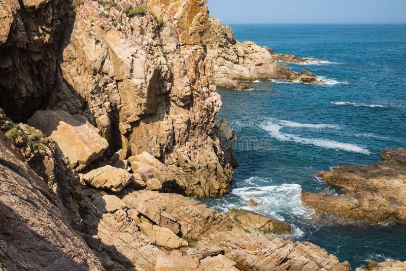The Cliff of Stone Plates Da Dia in Central Vietnam, Seashore Area of ...