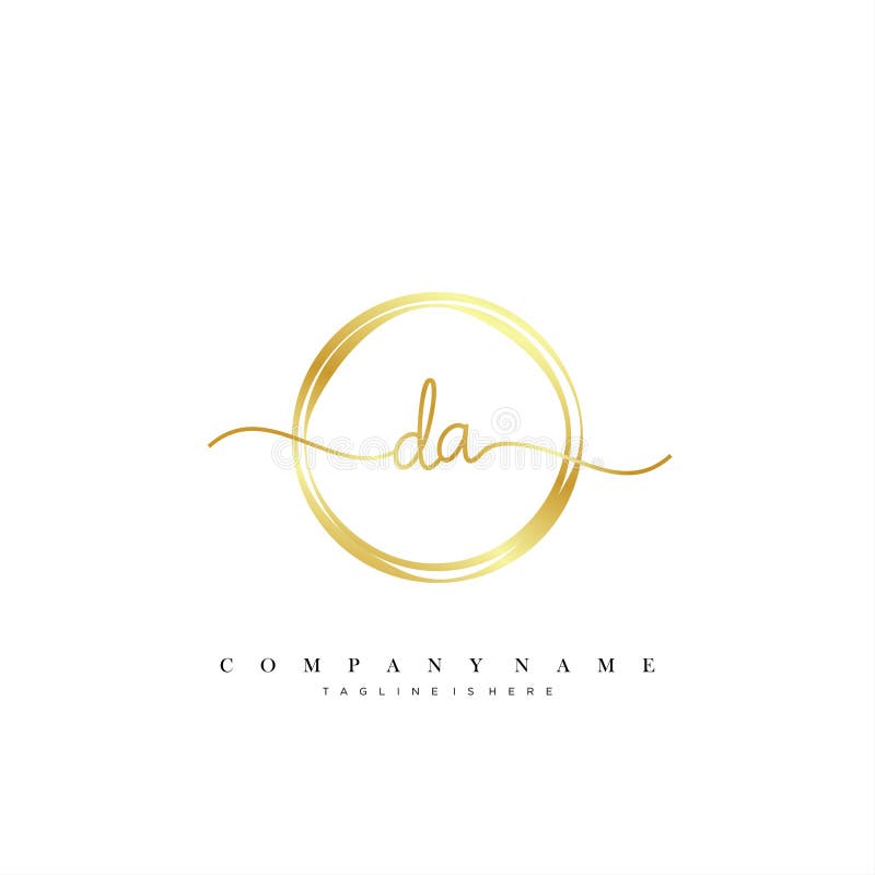 DA Initial Handwriting Minimalist Geometric Logo Template Vector Stock ...