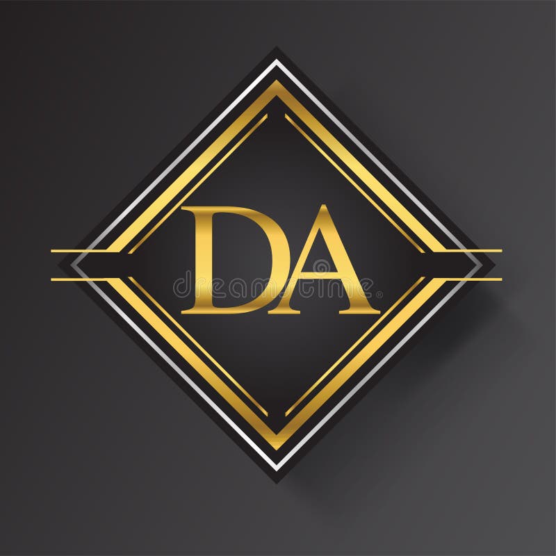 DA Letter Logo in a Square Shape Gold and Silver Colored Geometric ...