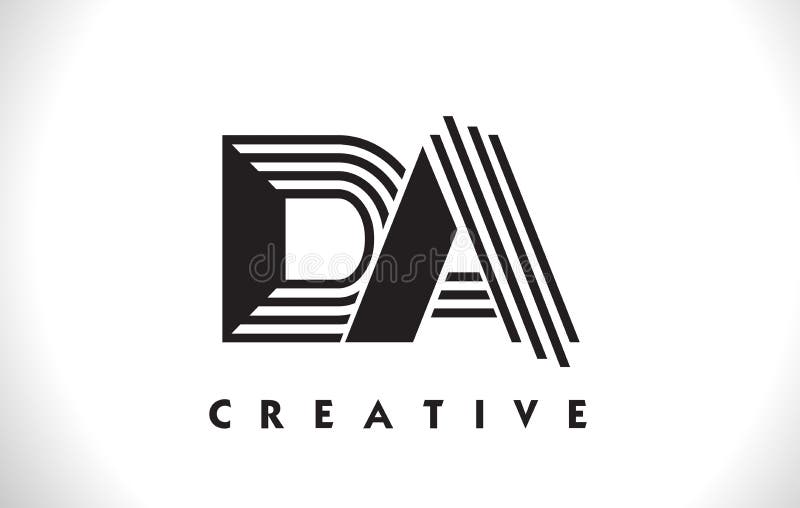 DA Logo Letter with Black Lines Design. Line Letter Vector Illus Stock ...