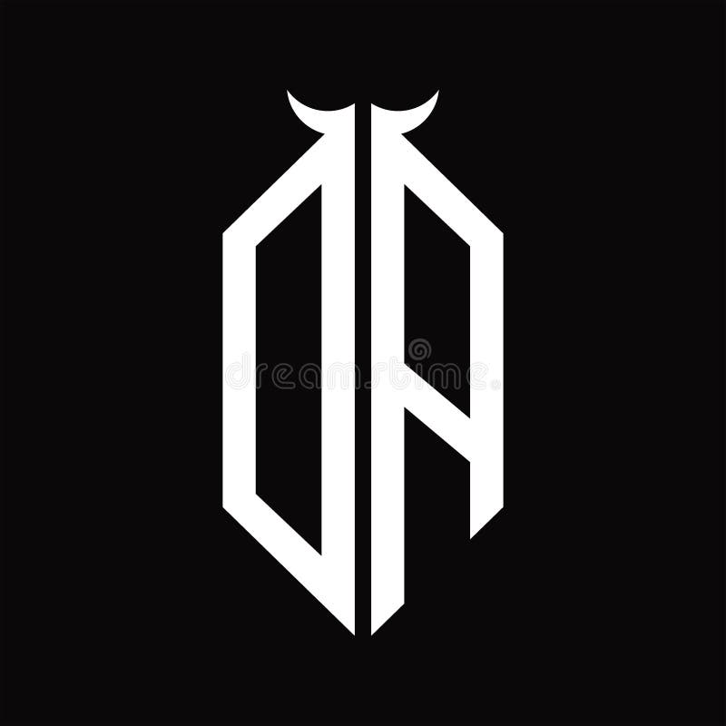 DA Logo Monogram with Horn Shape Isolated Black and White Design ...