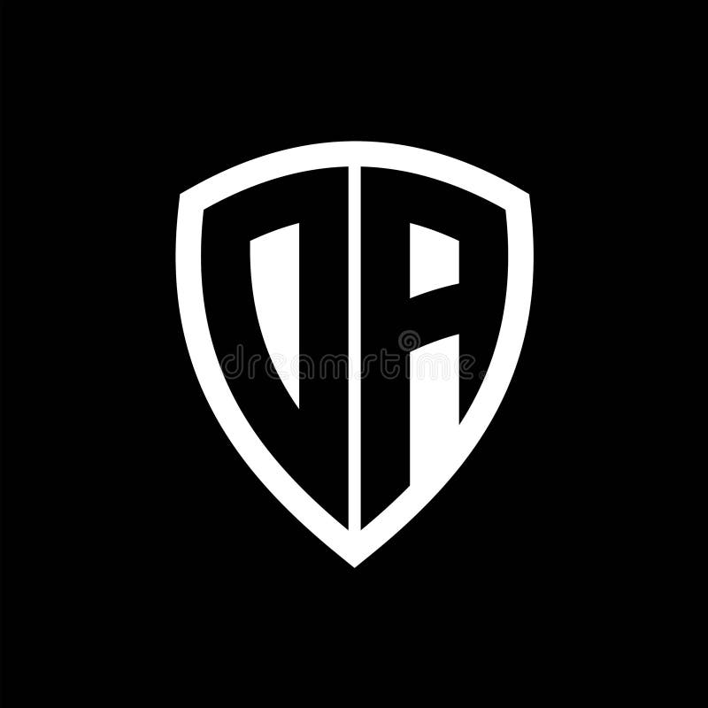 DA Monogram Logo with Bold Letters Shield Shape with Black and White ...