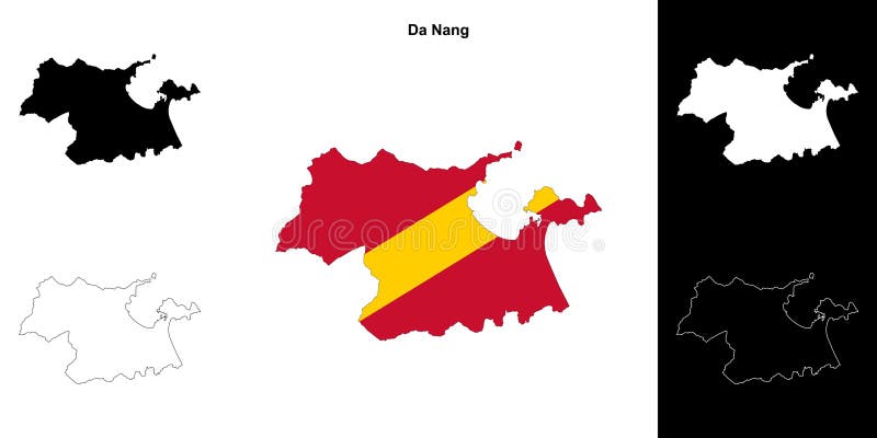 Da Nang outline map stock vector. Illustration of tourism - 356682346