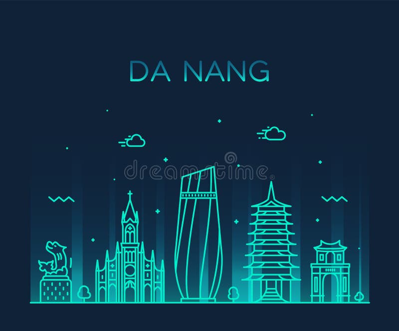 Da Nang Skyline Vietnam Trendy Vector Linear Style Stock Vector ...