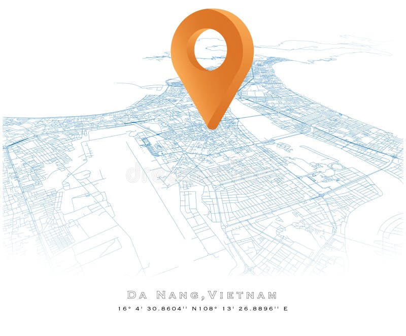 Da Nang,Vietnam,detail Streets Roads Map with Location Pin Stock Vector ...