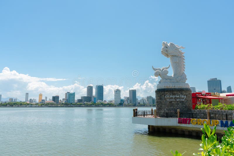 Dragon Carp Statue and Han River in Da Nang, Vietnam Editorial Stock ...