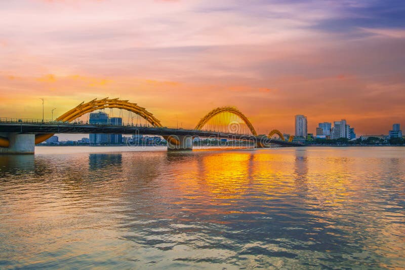 Da Nang, Vietnam: View of Dragon Bridge at Sunset. Editorial Photo ...