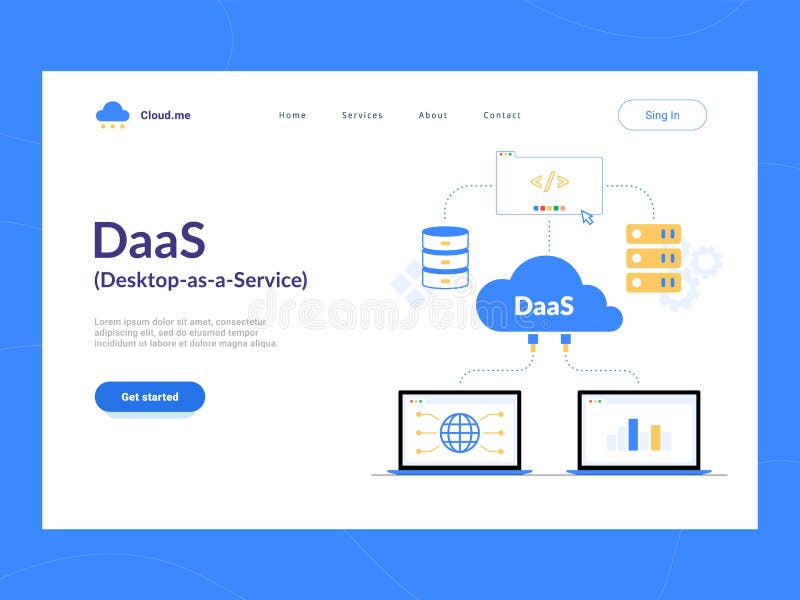 DaaS - Desktop As a Service. Cloud Based Software. Vector Stock ...