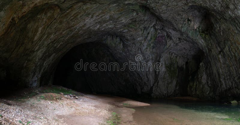 Dabar Cave Interior and Spring of Dabar Creek Stock Image - Image of ...