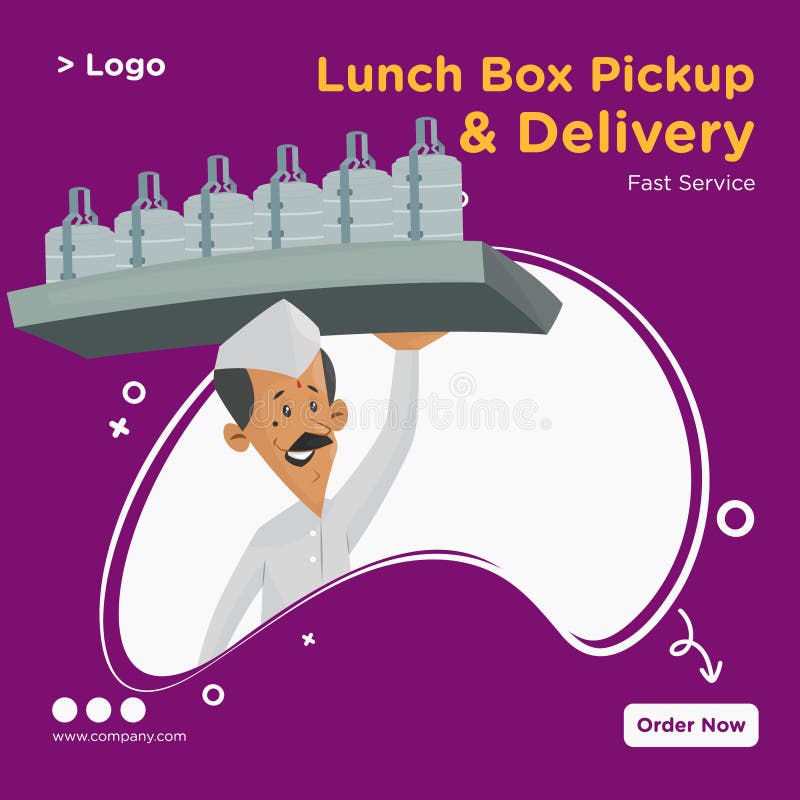 Lunch Box Pickup and Delivery Banner Design Stock Vector - Illustration ...