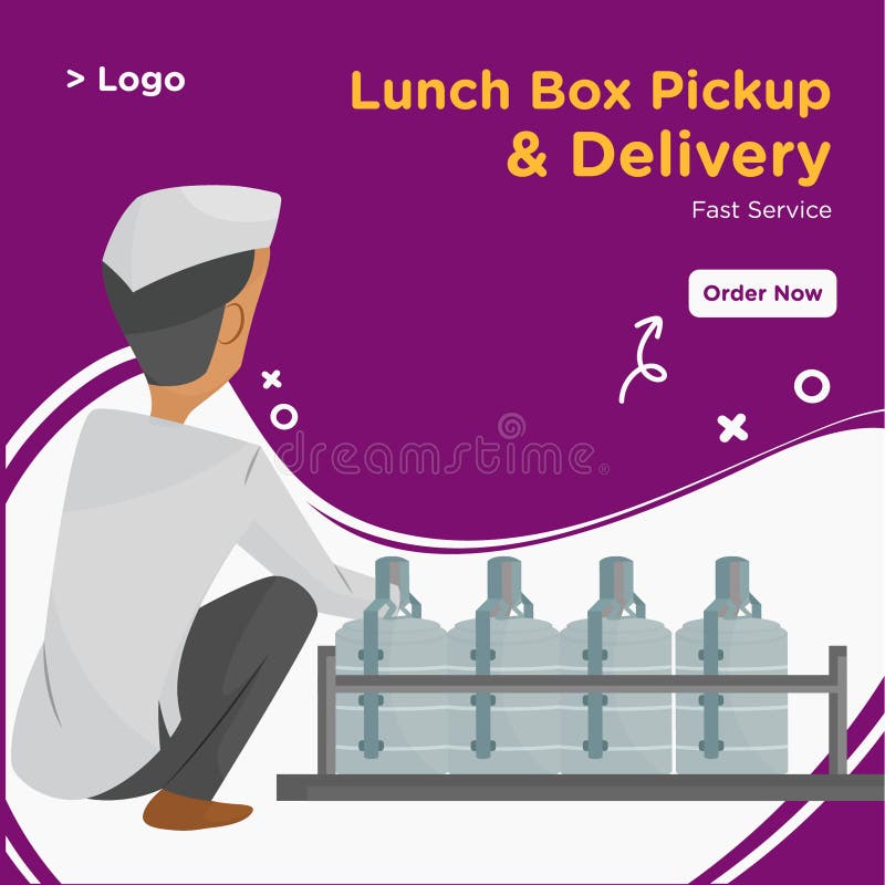 Lunch Box Pickup and Delivery Banner Design Stock Vector - Illustration ...