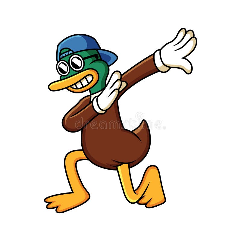 Dabbing Cartoon Duck. Vector Clip Art Illustration with Funny Pose ...