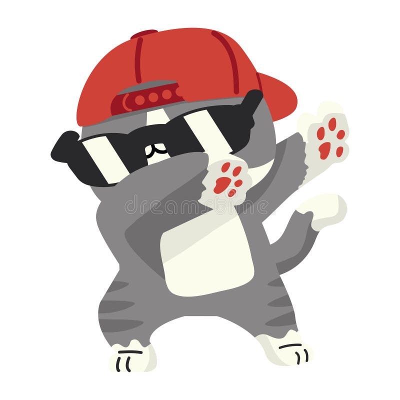 Dabbing Cat Dance Cartoon Animal Stock Vector - Illustration of fashion ...