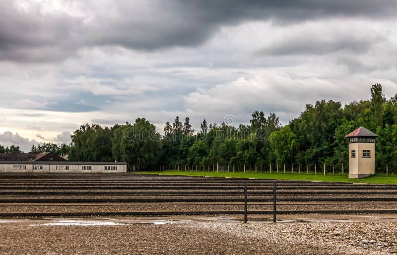 Dachau Concentration camp editorial stock image. Image of barbedwire ...