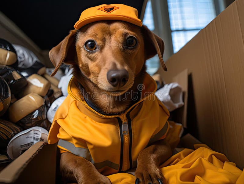 Dachshund Delivery Dog with Packages Stock Illustration - Illustration ...