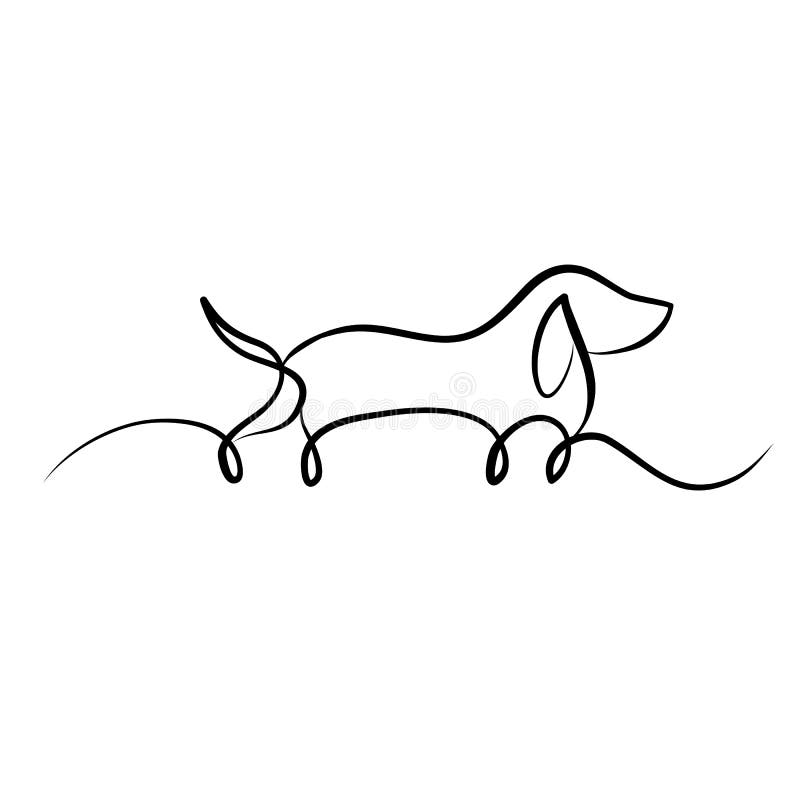 Dachshund Dog Silhouette One Line Hand Drawn for Design Stock Vector ...