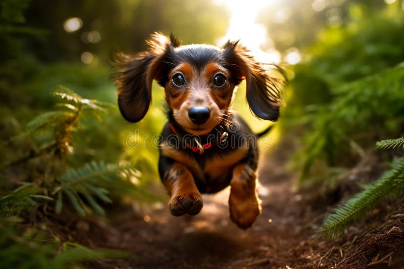 Dachshund Running Down Path Image. Generative AI Stock Illustration ...