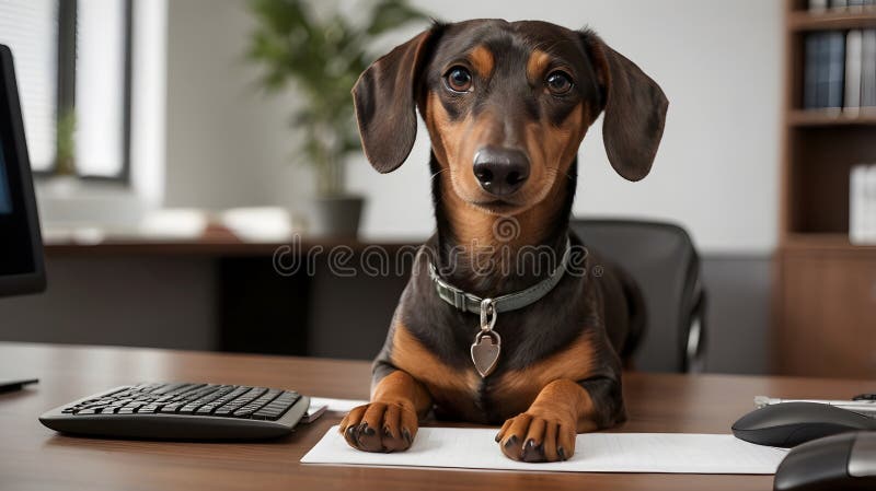 Business Dachshund in the Office Stock Illustration - Illustration of ...