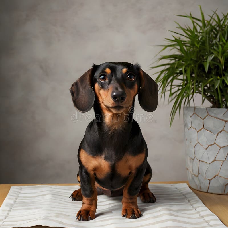 Cute Dachshund in the Office Stock Illustration - Illustration of ...