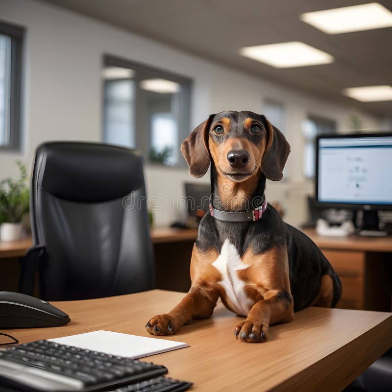 Wild Dachshund in the Office Stock Illustration - Illustration of ...