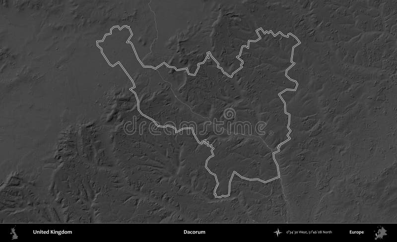 Dacorum Outlined, United Kingdom. Grayscale Stock Illustration ...