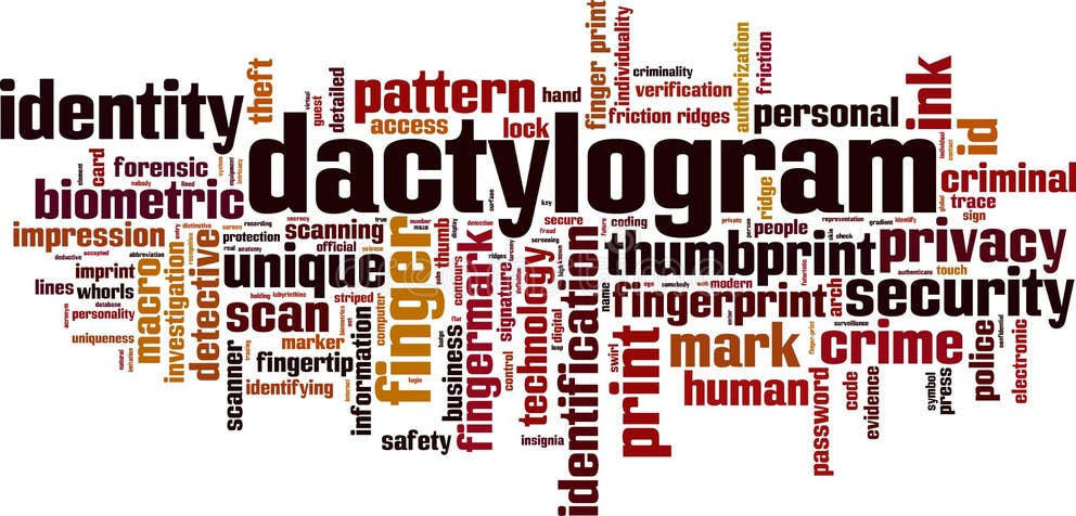Dactylogram word cloud stock vector. Illustration of identification ...