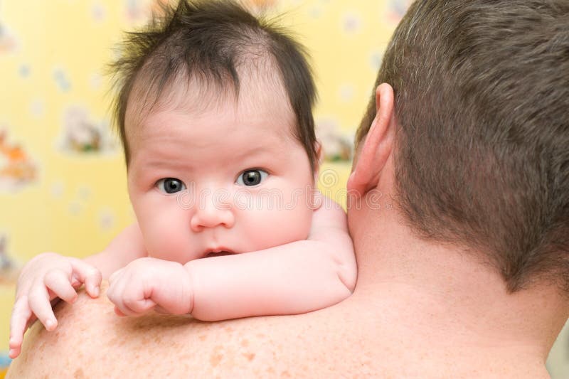 Dad and baby stock image. Image of back, look, hair, father - 17273013