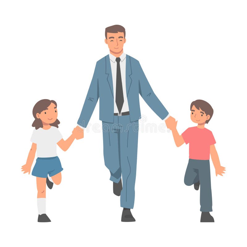 Dad His Son Holding Hands Stock Illustrations 187 Dad His Son Holding